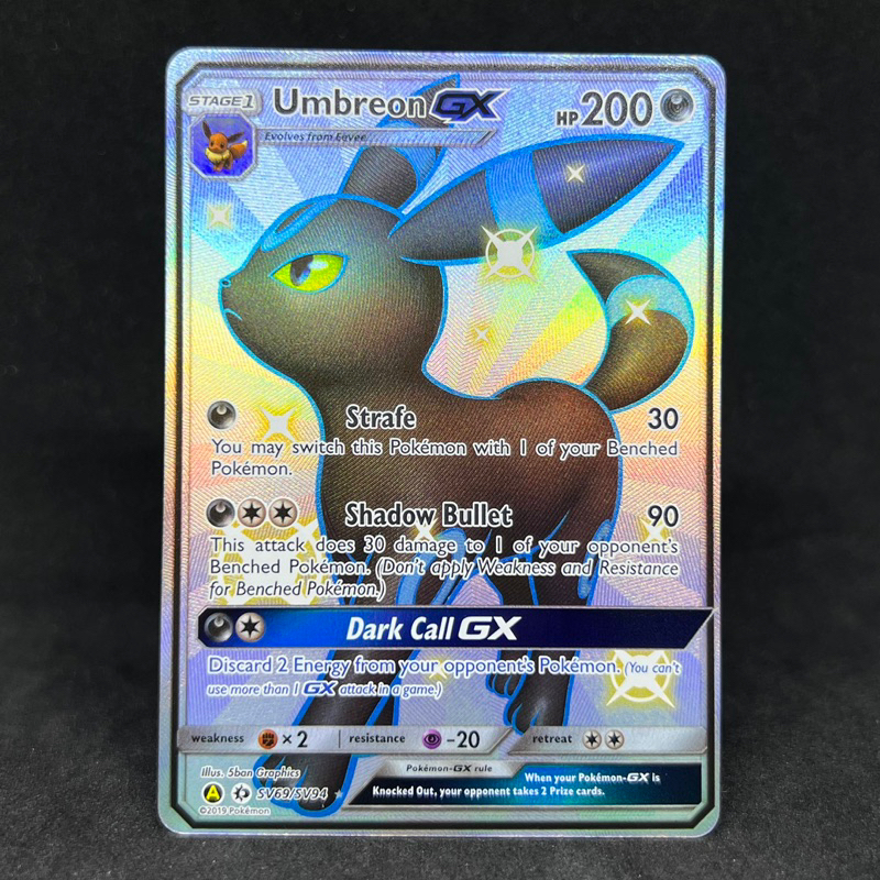 Pokemon TCG Shiny Umbreon GX Full Art Ultra Rare SV69/SV94 2019 Hidden ...