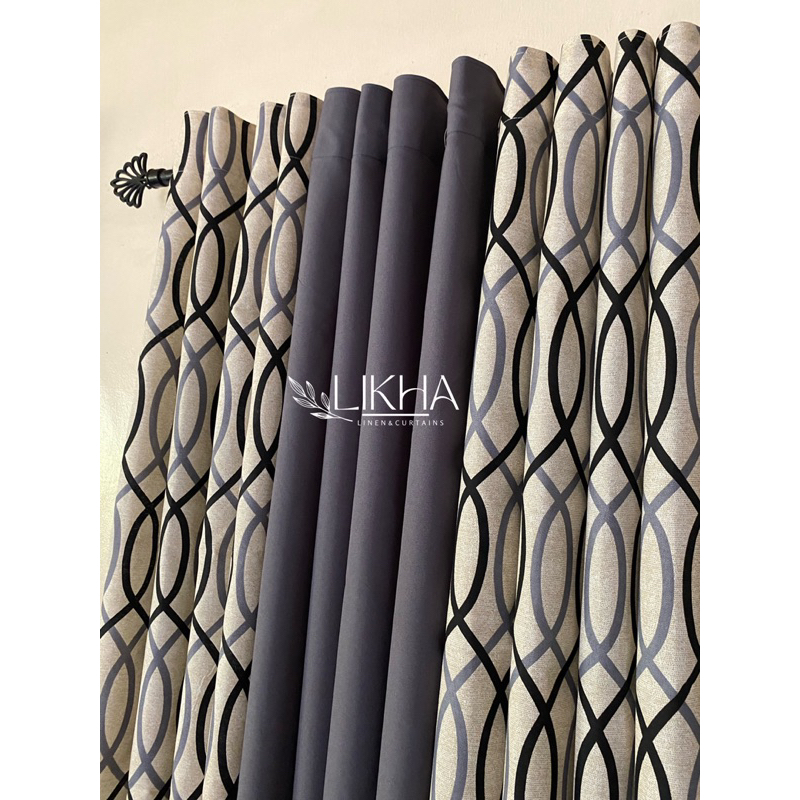 LIKHA - 3in1 Elegant Salsa Print Ring Curtains 6ft/7ft - sold per SET/PIECE | Shopee Philippines