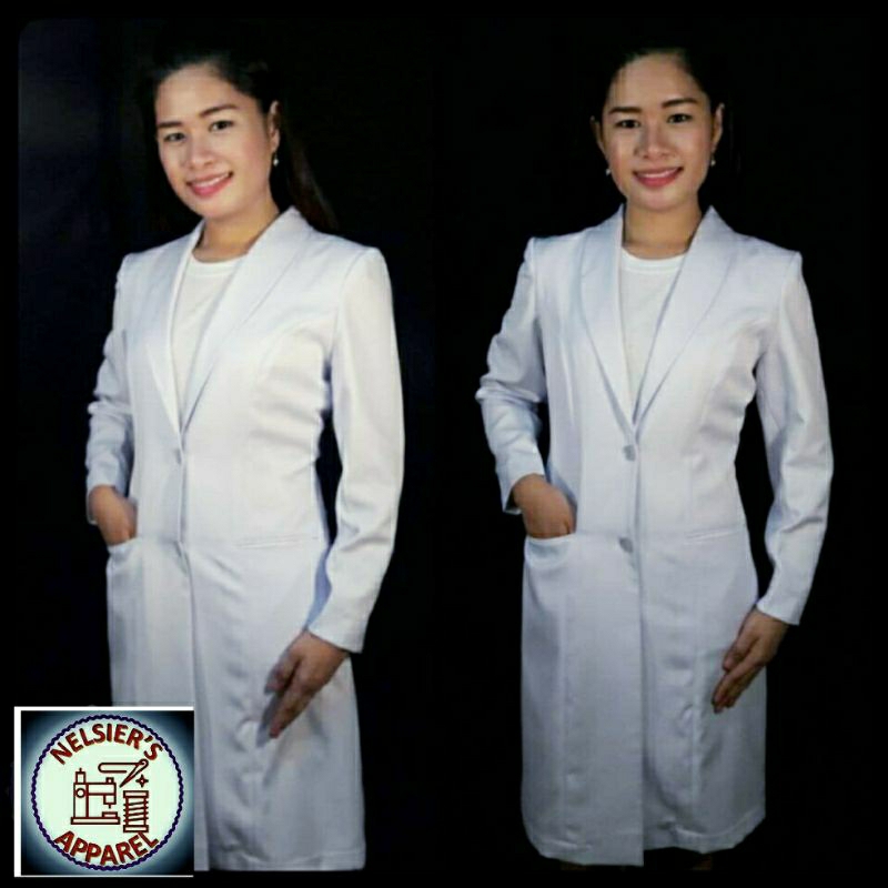 Labgown / Laboratory gown / white long blazer for doctor | Shopee ...