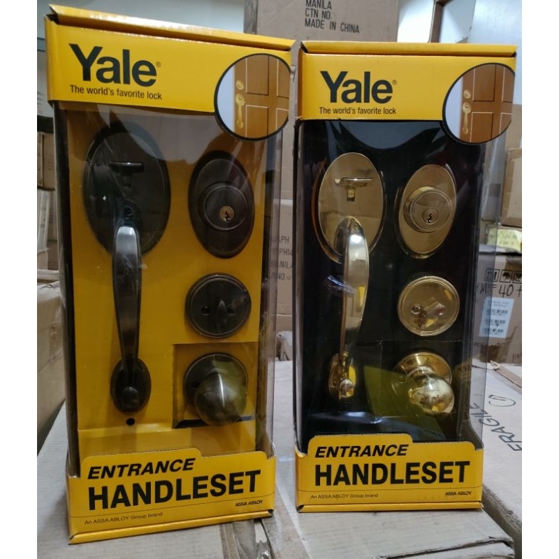 Yale Entrance Handle Set 4 Pcs ST/CA5057 US5 Antique Brass , US3 Brass ...
