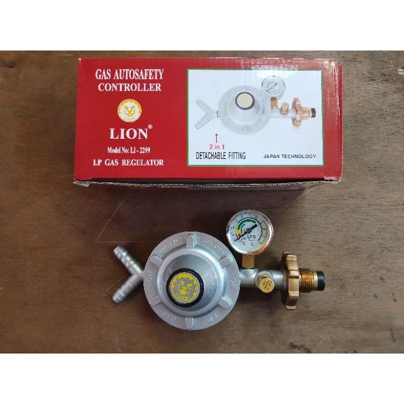 LION LPG TANK GAS REGULATORS 2 IN 1 DETACHABLE FITTING W/ GAS METER ...
