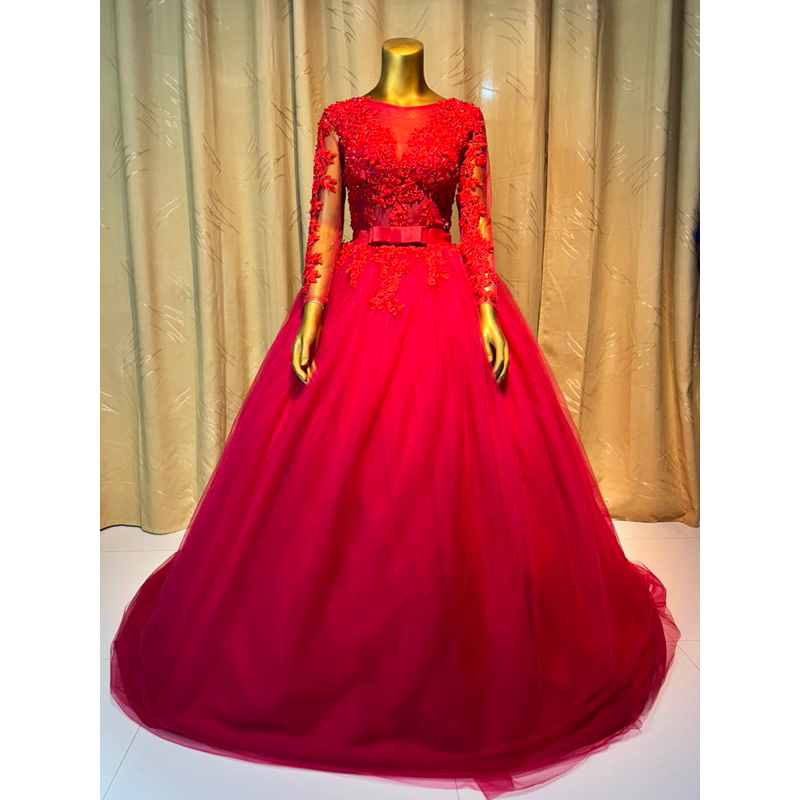 Elegant Soft Flowy Red Ballgown for Event, Debut and Prom | Shopee ...