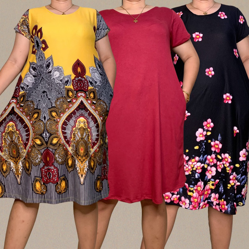 PRINTED AND PLAIN MATERNITY DRESS / FLOWY DUSTER WITH SLEEVE w/ 2 side ...