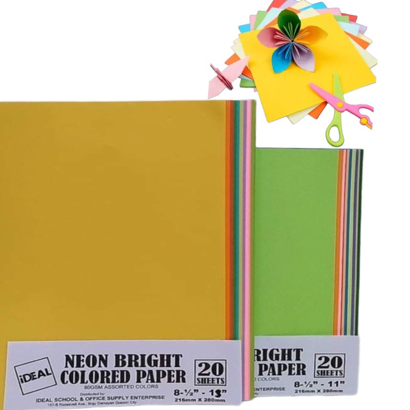 Colored Paper Neon Bright 20’s Sheets Assorted | Shopee Philippines