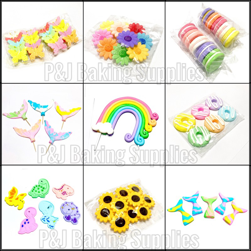 Edible Sugar Icing Gumpaste Topper for Cake Rainbow Donut Macaron ...
