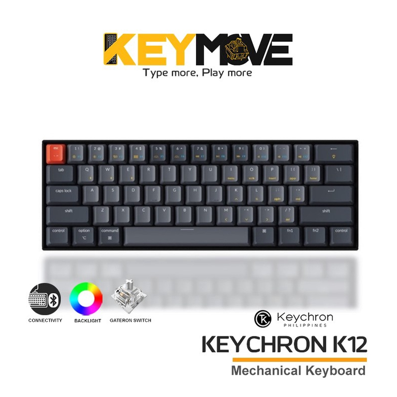 Keychron K12 60% Mechanical Keyboard (Wired/Bluetooth, RGB, Gateron ...