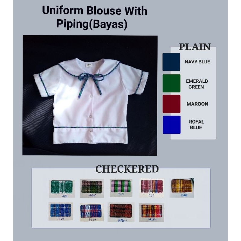 1. BLOUSE WITH PIPPING(BAYAS)School Uniform| Pipping(Bayas)~Plain ...