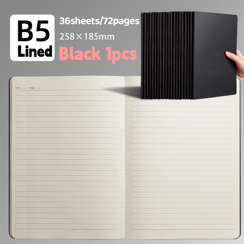 1PC A5/B5/A4 Craft Notebooks Lined Grid Blank 36 Sheets Notebook Office School Supplies ...