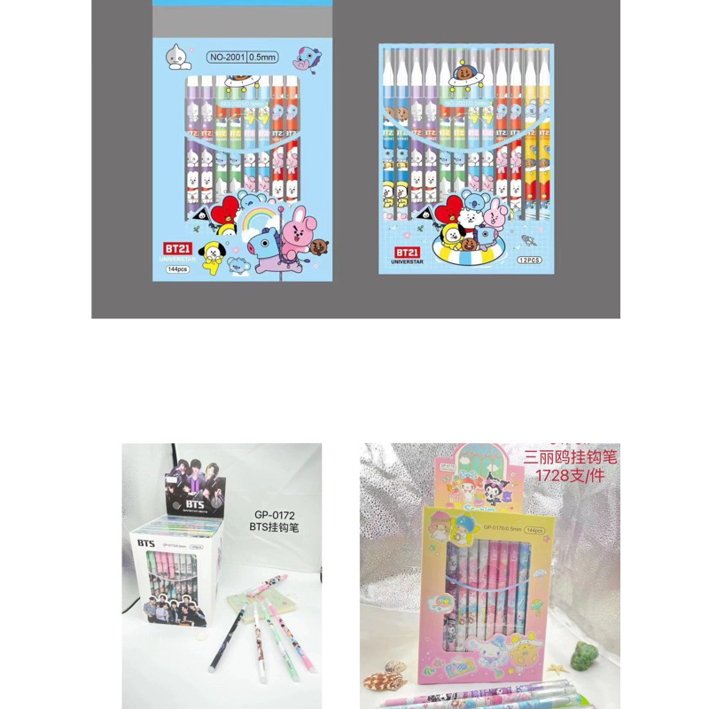 12pcs Sanrio BTS k-pop BT21 black ink erasable sign pen | Shopee ...