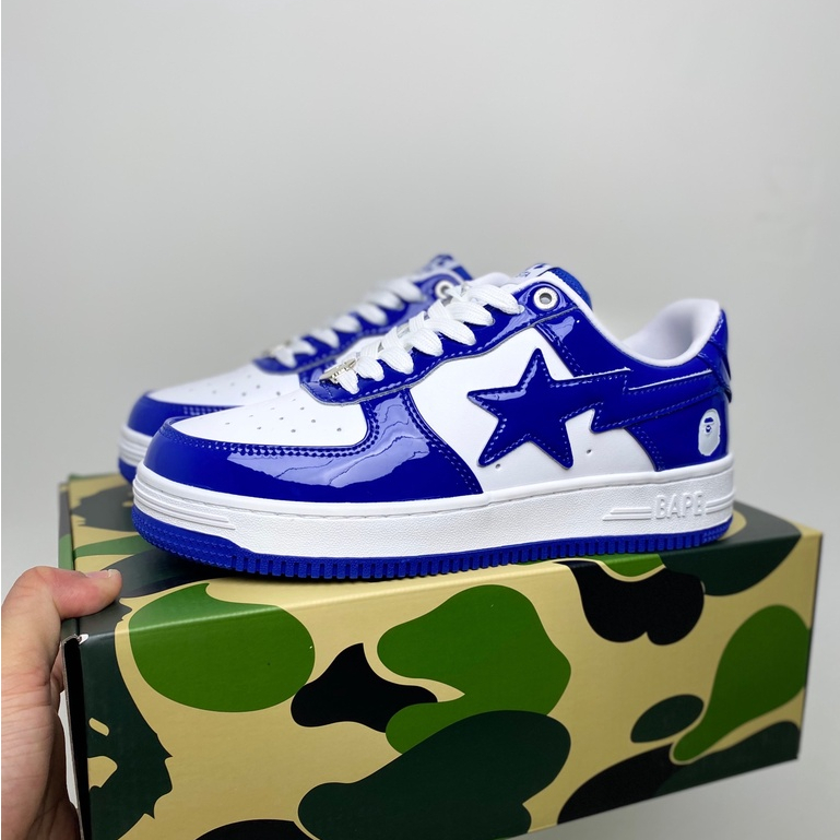Bape A BATHING APE STA Patent "Blue/White" Skate Shoes Casual Sneakers ...
