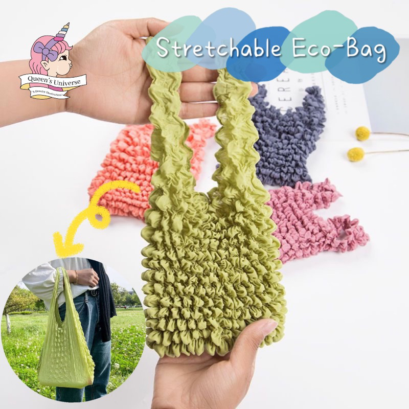 Stretchable Mini Magic ECO Bag Space-saving Shopping Bag Grocery Tote ...