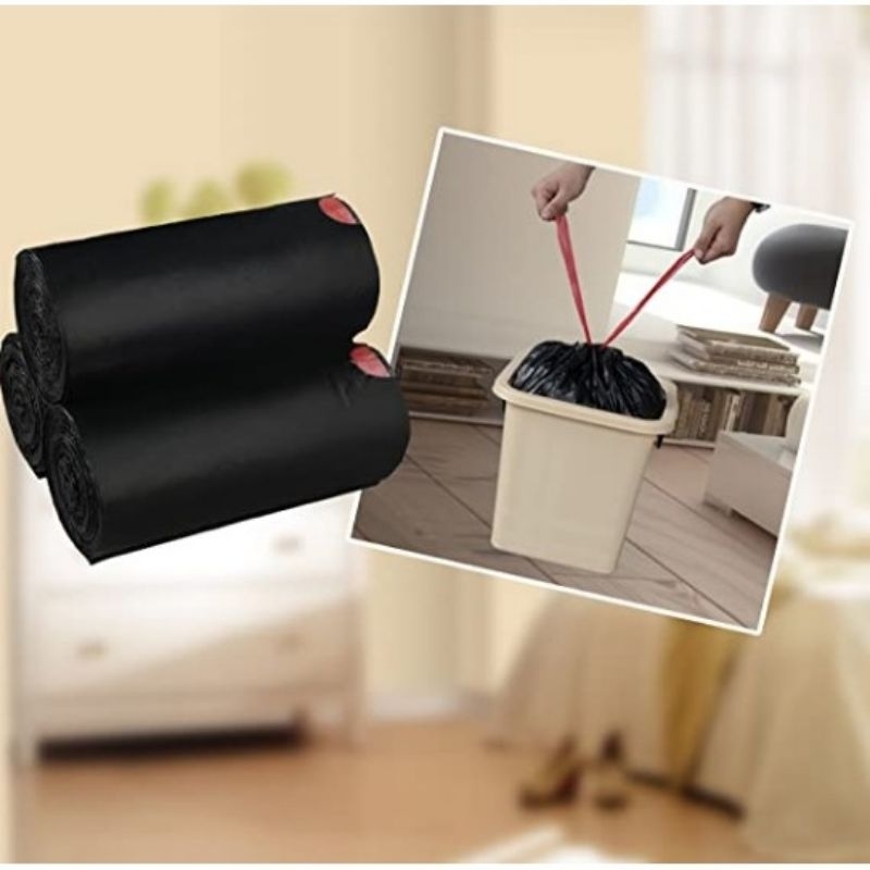 1ROLL KJ trash bag with drawstring pull ti (20L/100L/120L/147L/160L ...