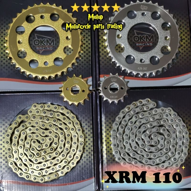 OKM RACING CHAIN & SPROCKET SET (XRM110) AVAILABLE CHROME & GOLD ...