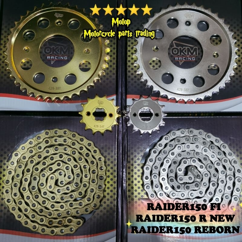 OKM RACING CHAIN & SPROCKET SET (RAIDER150 REBORN & RAIDER150 FI ...