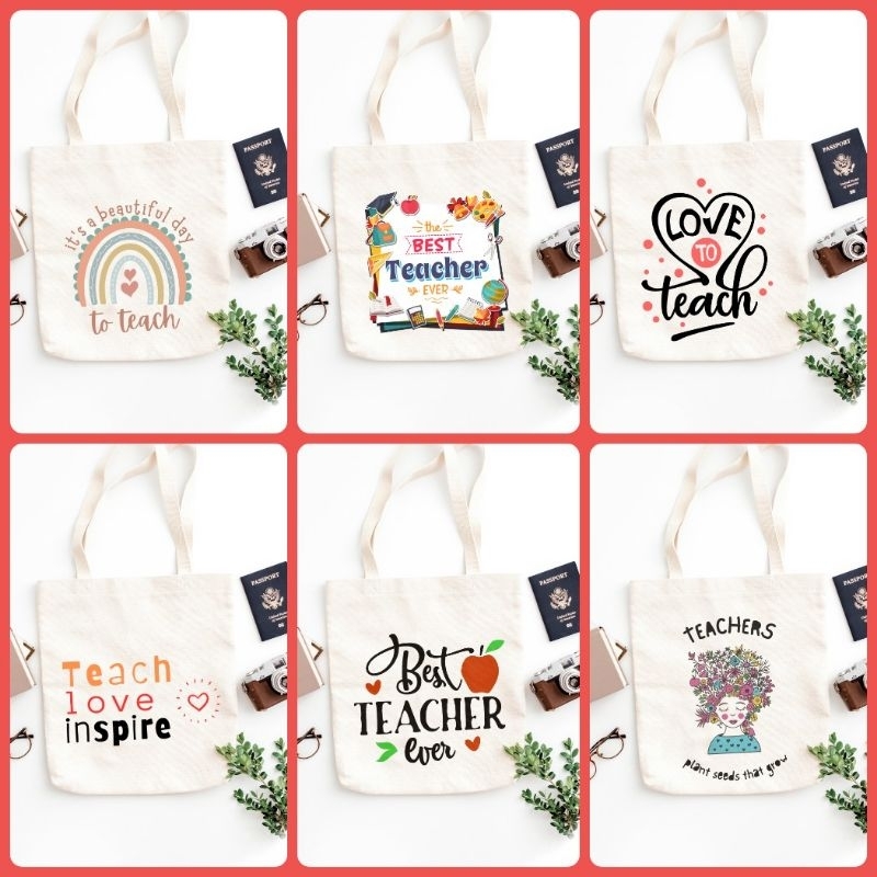TEACHERS DAY / GIFT IDEAS FOR TEACHER TOTE BAG DESIGN KATSA CANVAS ...
