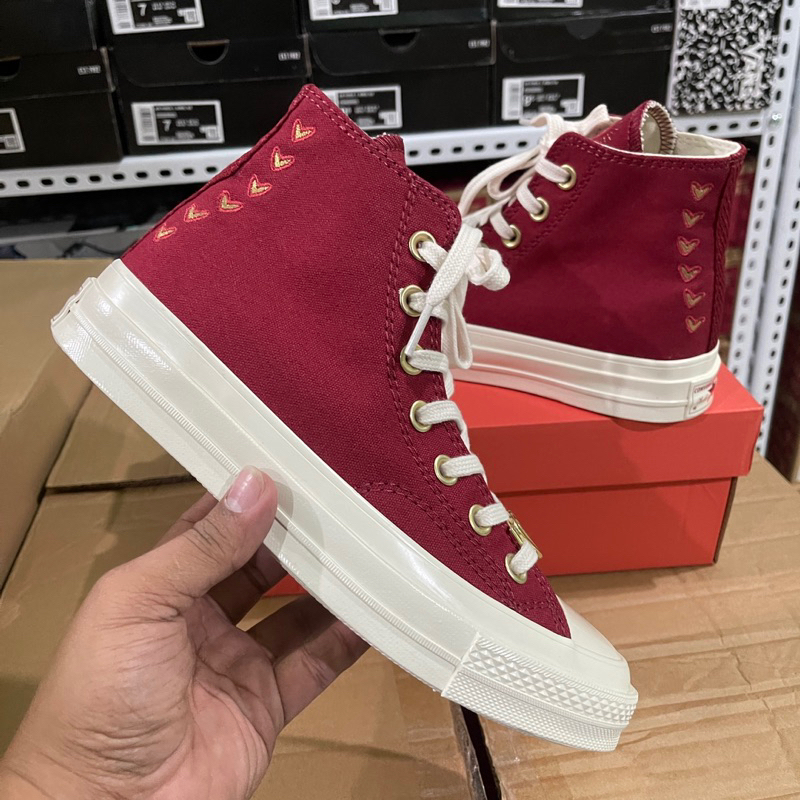 Converse High `Red with Heart’ (women size) | Shopee Philippines