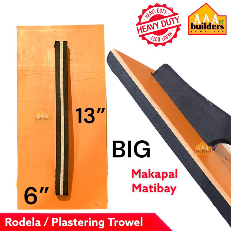 Rodela Kahoy/ Rodelang Bakal / Kutsara / Plastering Trowel Cement Trowel with RUBBER Heavy Duty ...