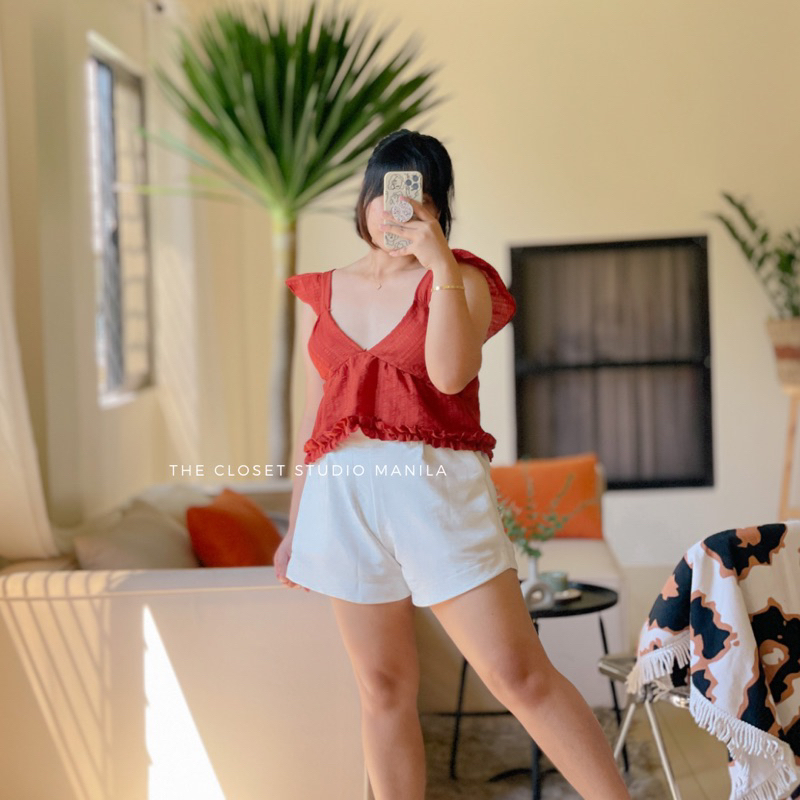 SUMMER TOP (Peplum Deep V Crop Top) | Shopee Philippines