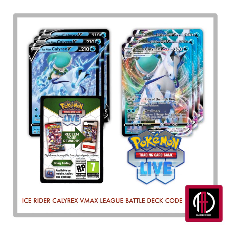 Pokemon TCG Code Card - Ice Rider Calyrex VMAX League Battle Deck ...