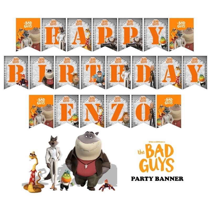 The Bad Guys Movie Theme Birthday Party Banner Decoration Personalized ...