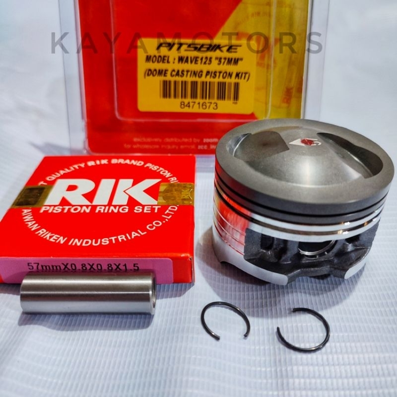 Pitsbike wave 125 piston kit (flat & dome casting) 57mm (chrome ...