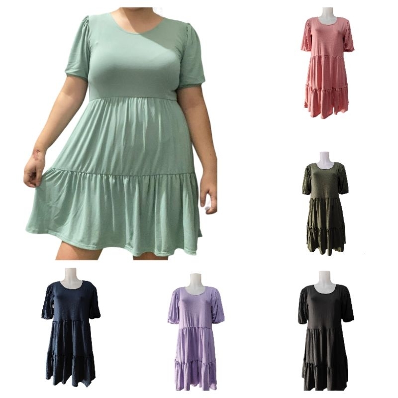 Puff Layered Plus size Plain Attire Fashion Dress | Shopee Philippines