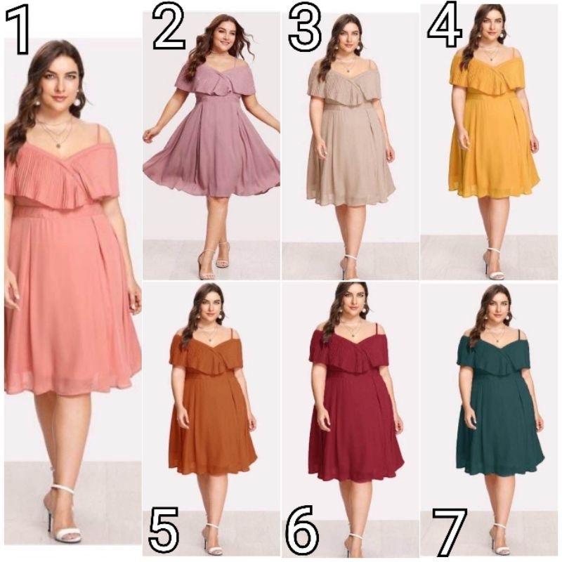 #637 Formal Elegant Casual Pleated cold Shoulder Ruffles Fashion Plain ...