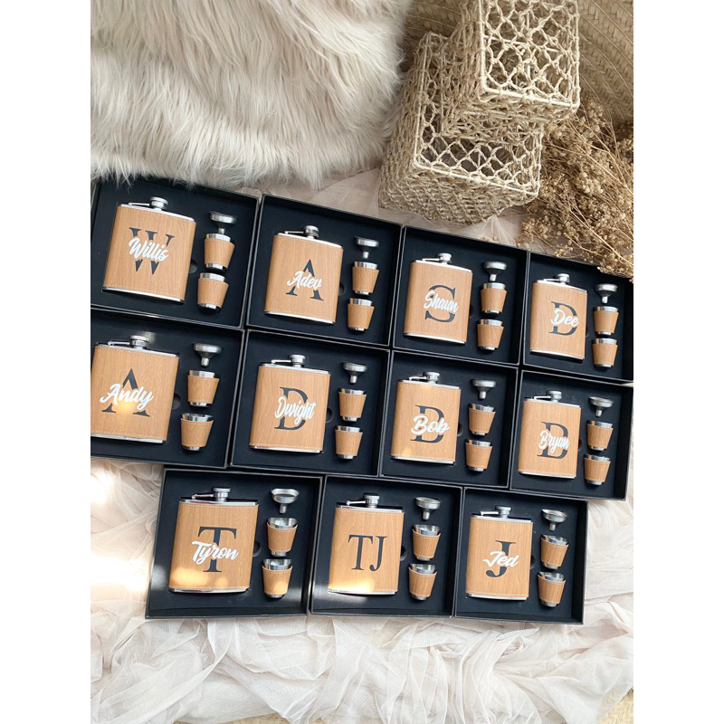 Personalized Hip Flask with Shot Glass, Funnel and Mini Whisky Gift Set ...