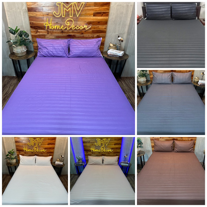 Plain Stripes Bed Sheet-Canadian Cotton | Shopee Philippines