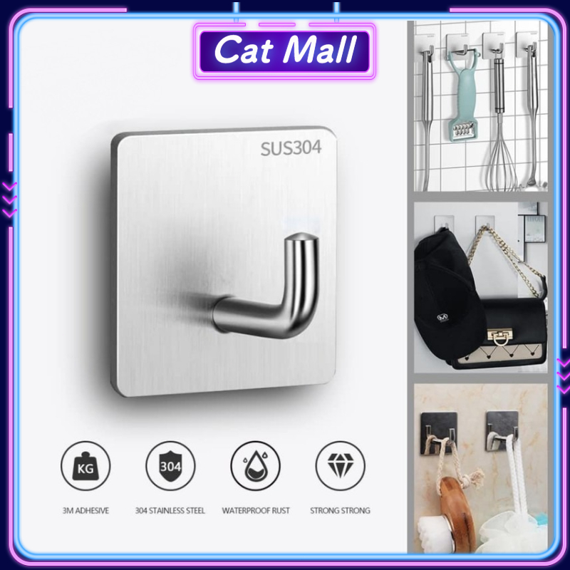 Adhesive Hook Heavy Duty Strong Adhesive Wall Hook Stainless Steel Hook ...