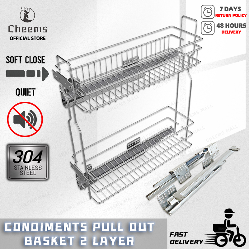 Condiments Pull out basket 2 layer 304 stainless | Shopee Philippines