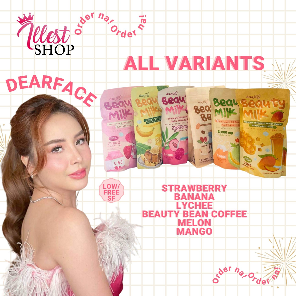 DEAR FACE DRINKS Variation Melon Strawberry Beauty Bean Ichigo Lychee ...