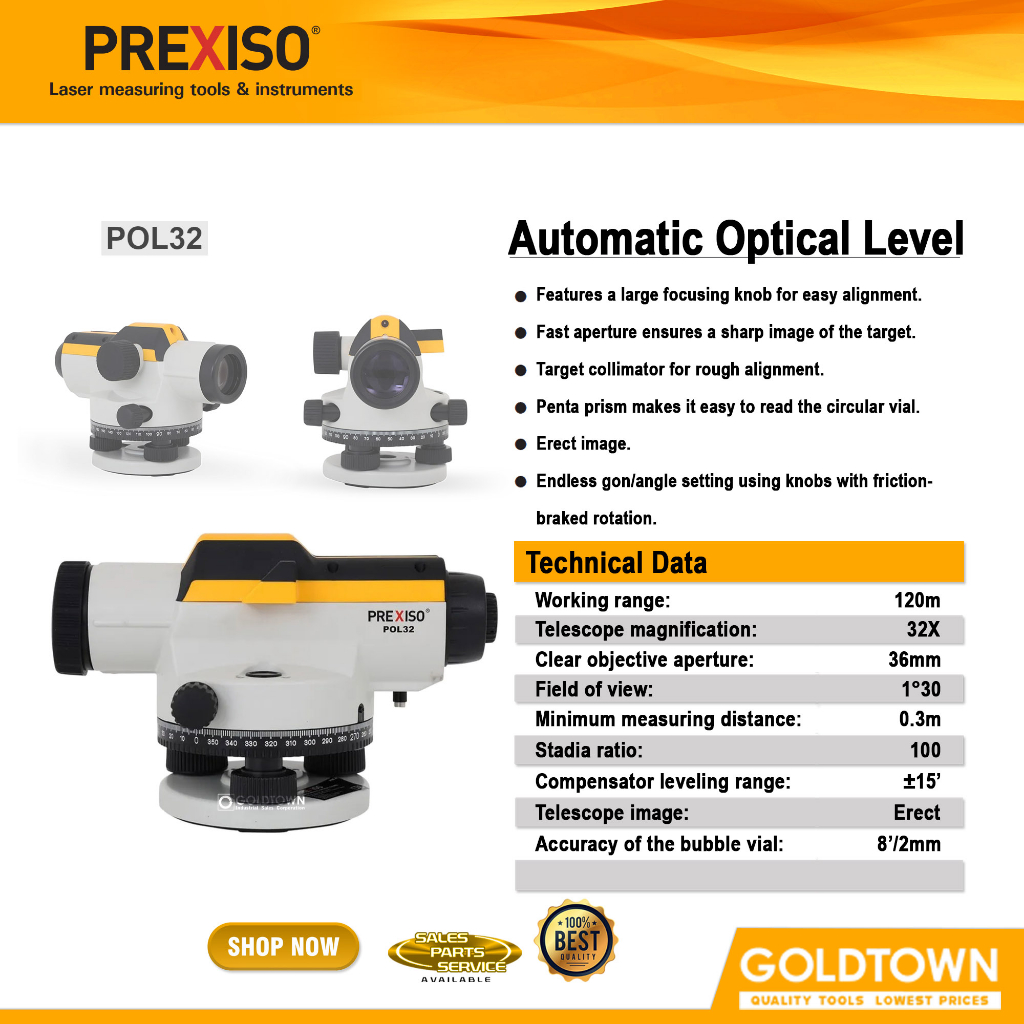 Original Prexiso 32X Automatic Optical Level POL32 | Shopee Philippines