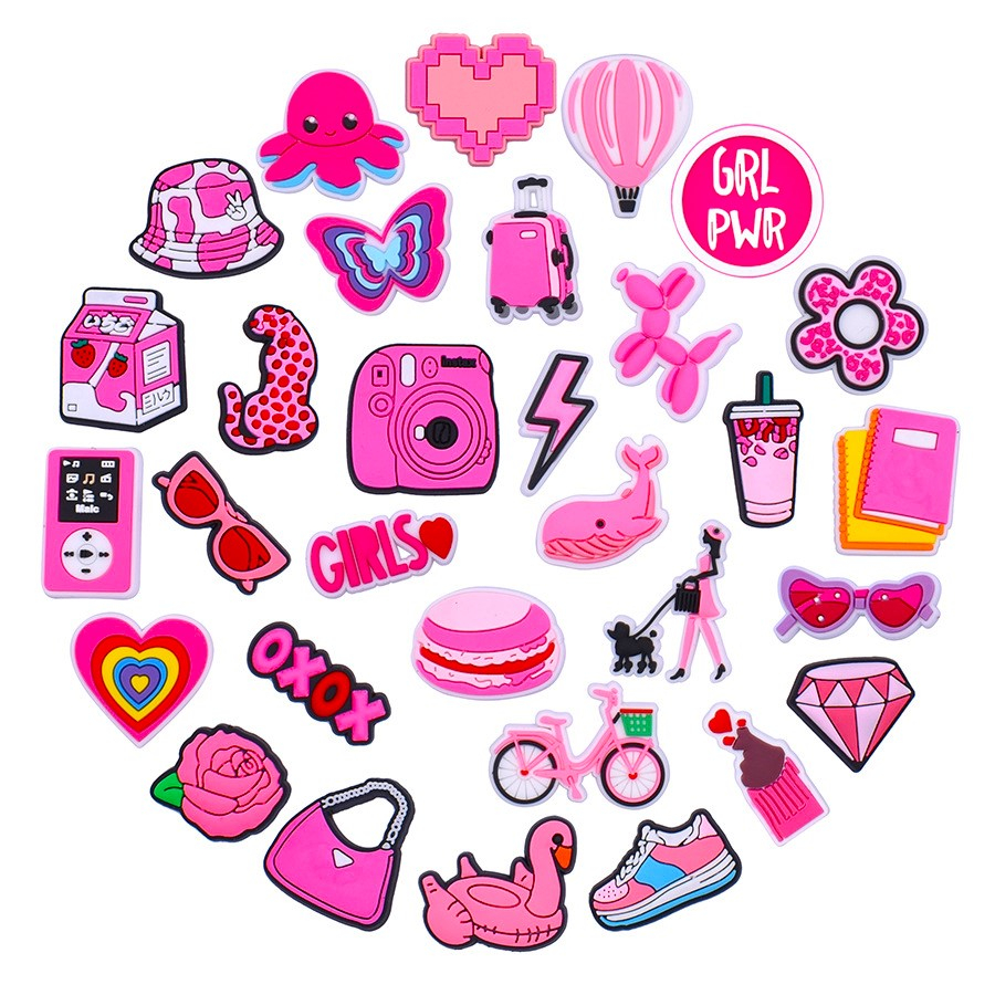 Crocs Pink girls pins jibbitz for shoes bags Cod# | Shopee Philippines