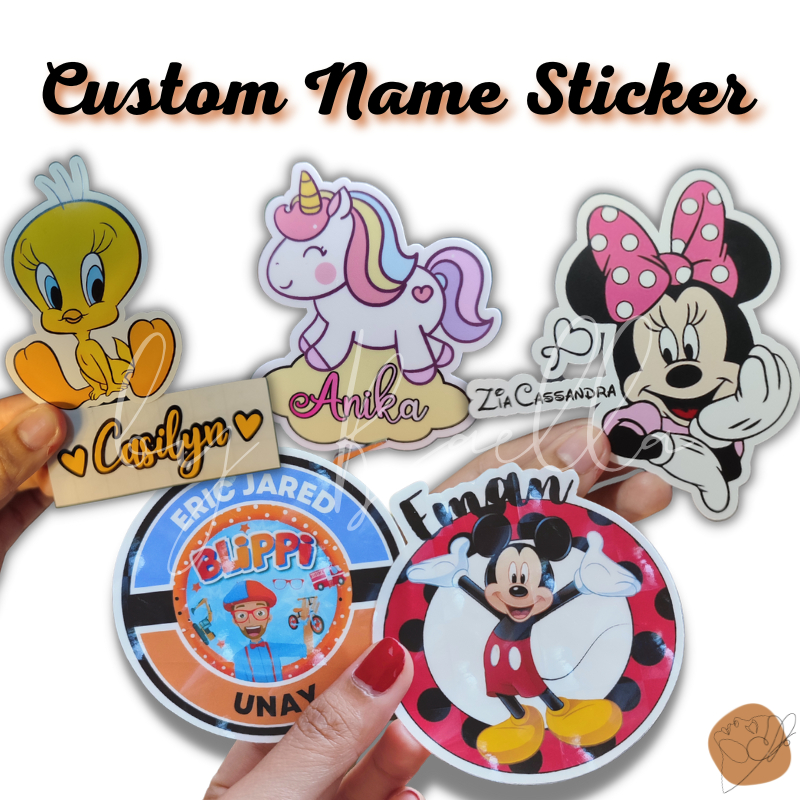 Custom Name Waterproof Stickers for tumblers, lunch box, mugs, vehicles ...