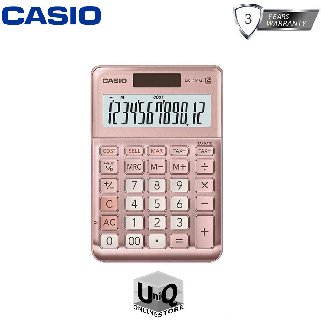 Casio 12 Digits Calculator MS-120fm-pk, Mini Desk Type, Currency ...
