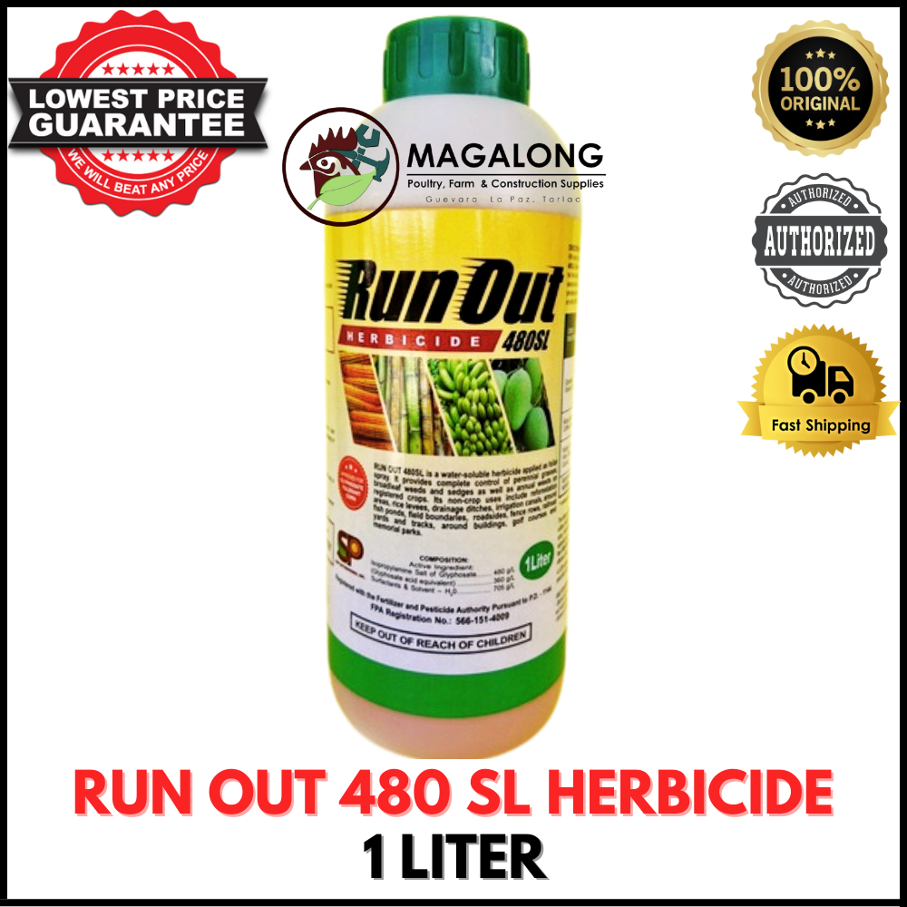 RUN OUT NON-SELECTIVE GLYPHOSATE HERBICIDE 480 SL BY S&P - 1 LITER ...