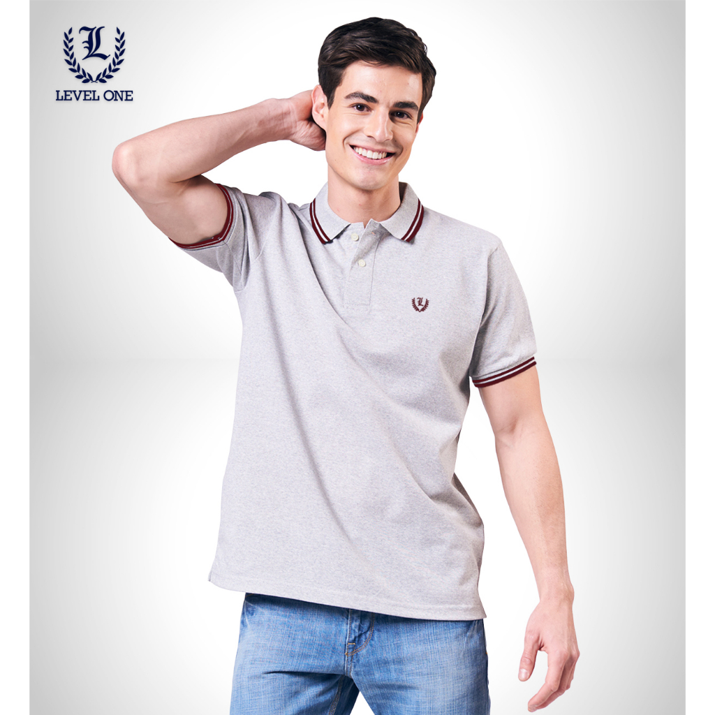 Level One Men's Twin Stripes Same Color Polo Shirt w/ "L" Crest ...