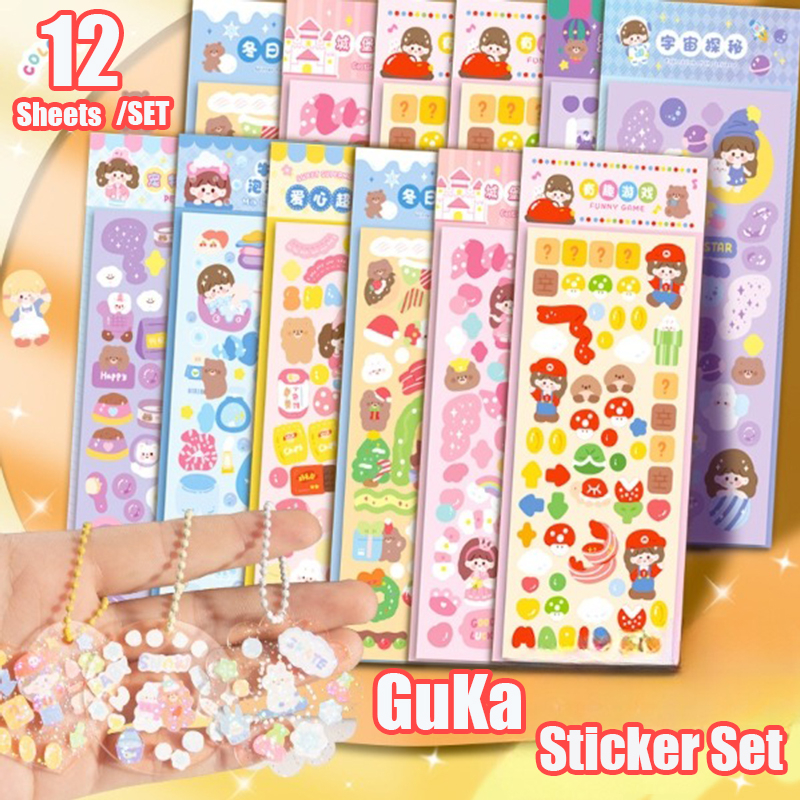 12 Pcs Cute Stickers Collection Journal Scrapbook DIY Guka Plate Decor ...