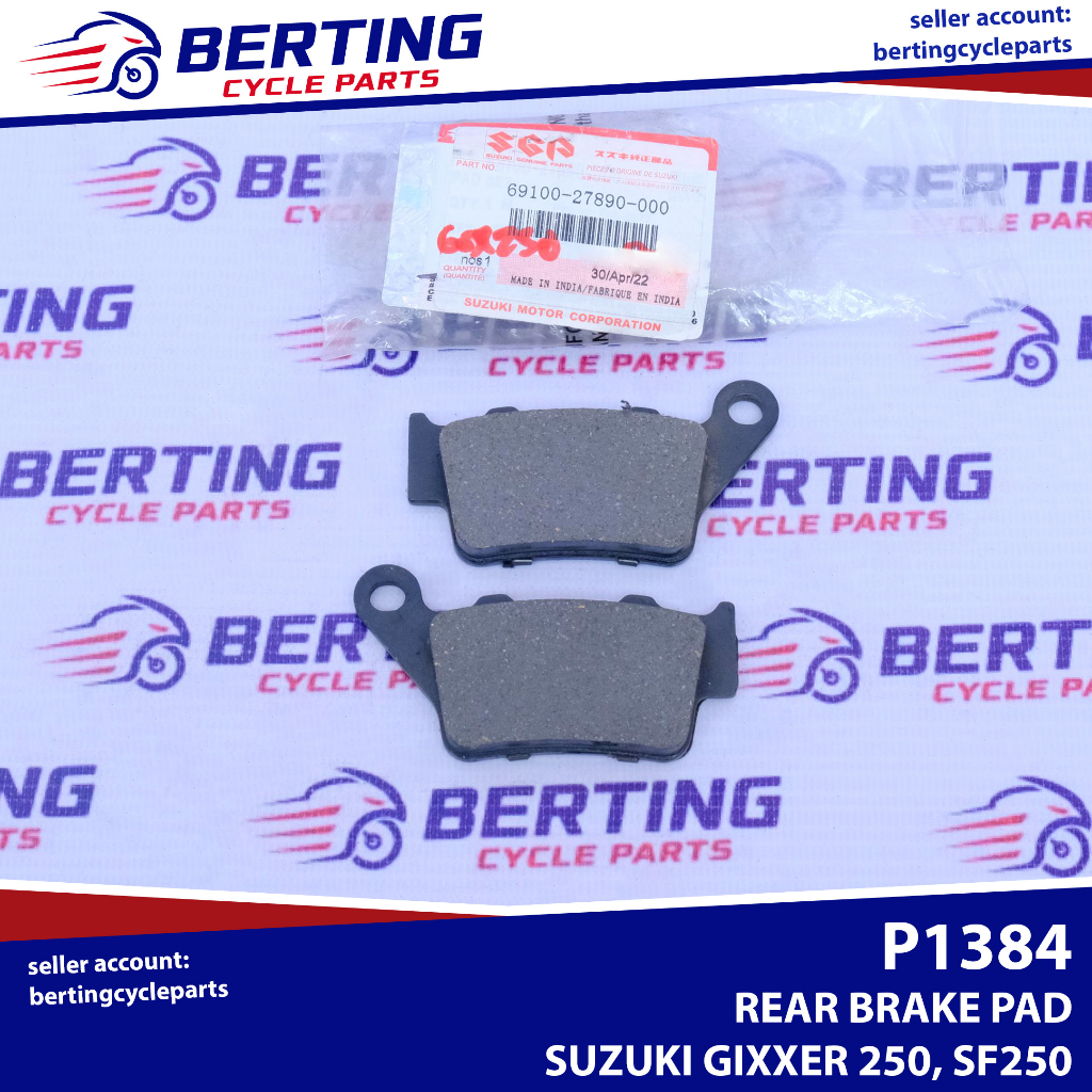 SGP REAR BRAKE PAD Suzuki Gixxer 250 SF250 V-Strom 250 Genuine 69100 ...