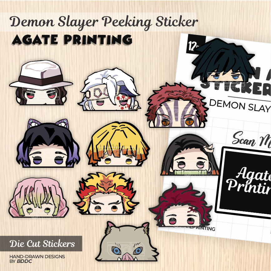 Demon Slayer Chibi Peeking Stickers | Vinyl Anime Laptop Stickers ...