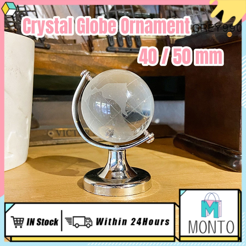 40-50mm Clear Crystal Glass Ball 3D Laser Engraved Earth Globe World ...