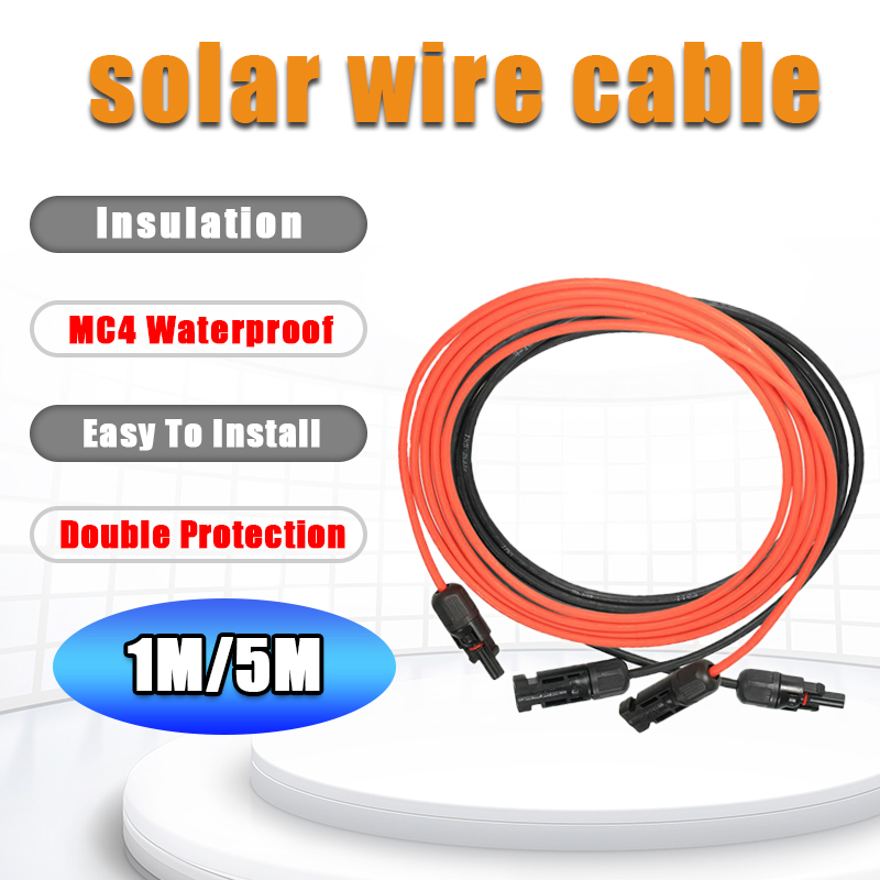 1M/5M Solar Wire Cable 14AWG PV Extension Wire With Red And Black MC4 ...