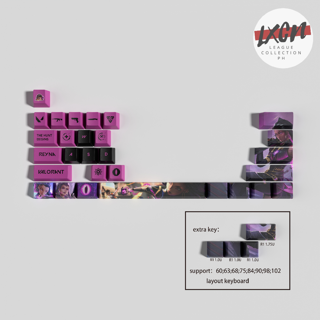 Valorant Reyna Custom PBT dye 29 keys OEM Profile Mechanical Keyboard ...