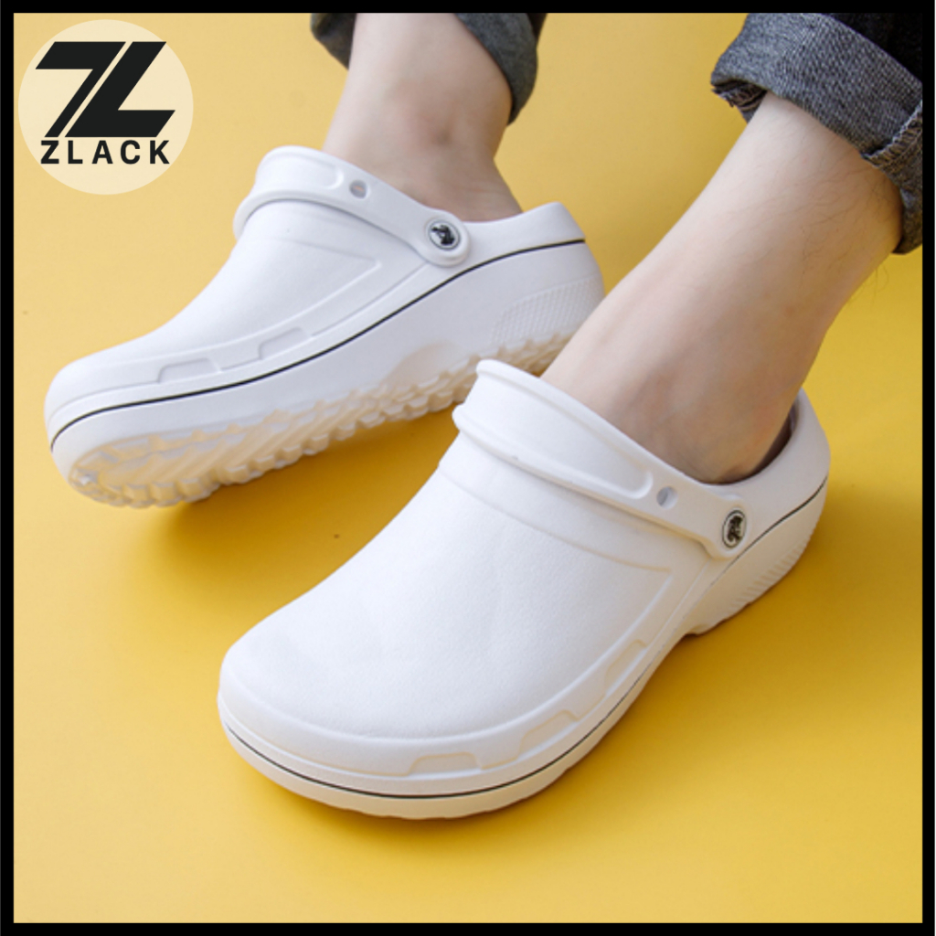 【𝐙𝐋𝐀𝐂𝐊】Closs Korean Classic Clog Sandals for men white plain hospital ...