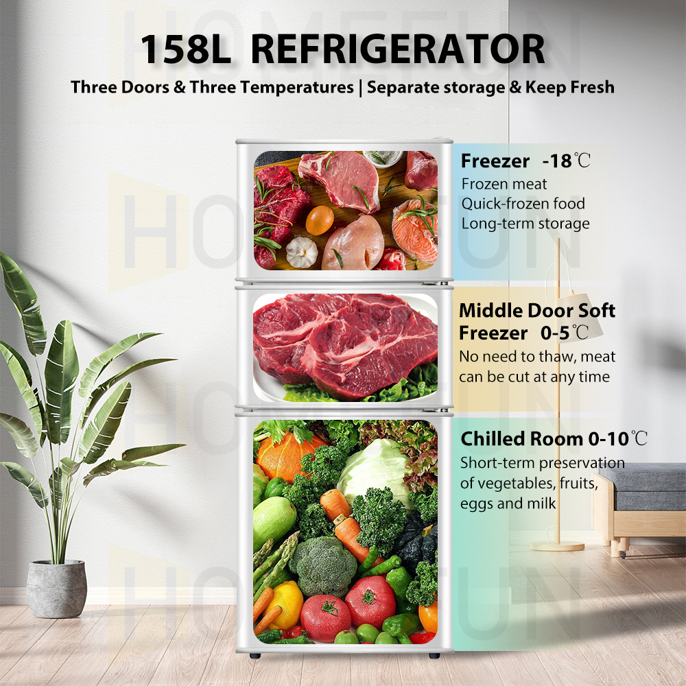 HOMEFUN Mini Refrigerator With Freezer 158L For Room Frost Fridge Save ...