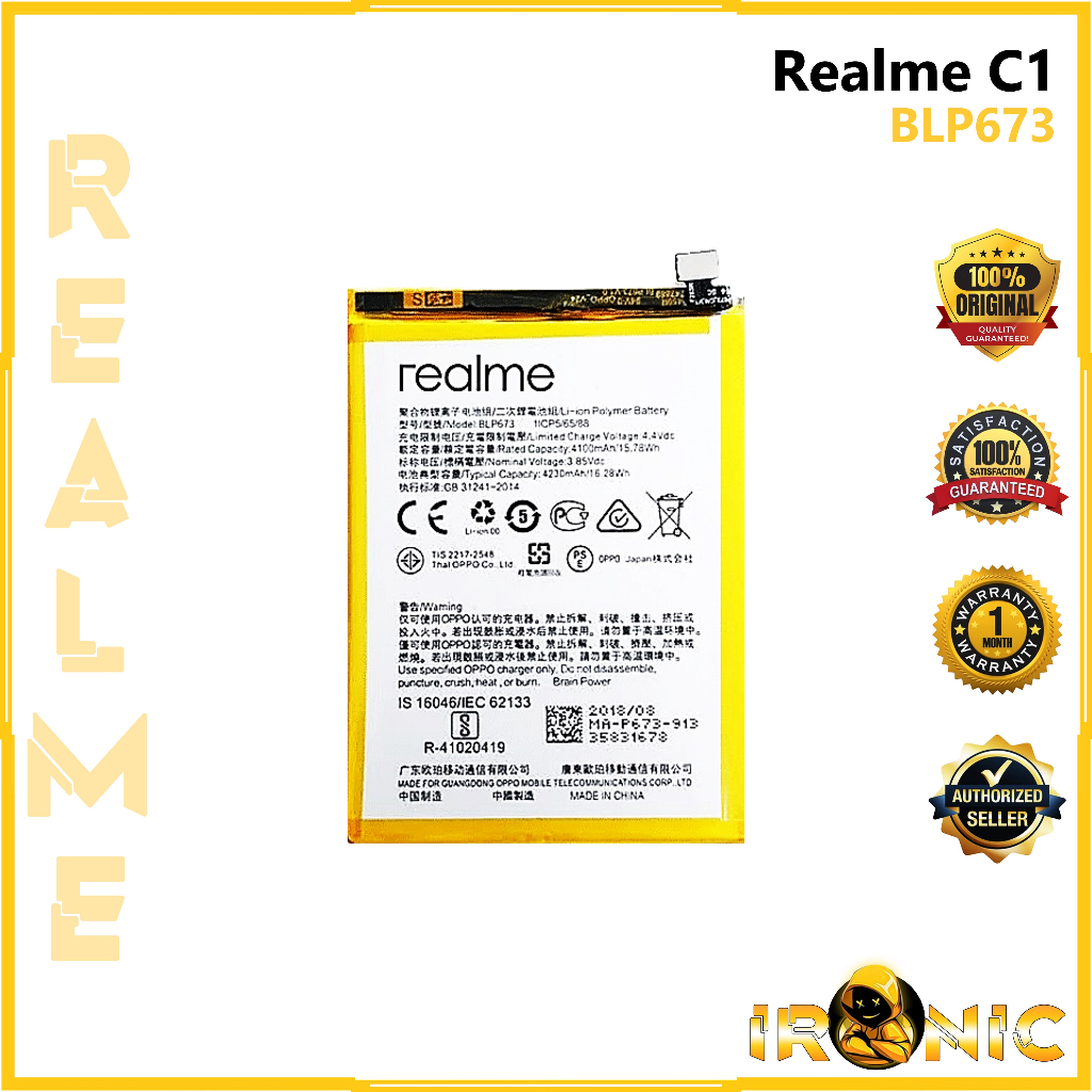 Realme C1 Battery Model BLP673 Original Equipment Manufacturer | Shopee ...