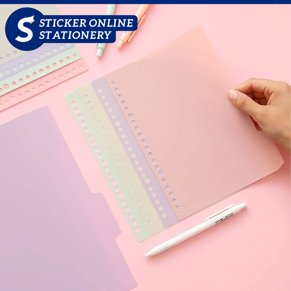 PP Pastel Colors Loose Leaf Binder Index Separator 4 Sheets A5, B5, A4 ...
