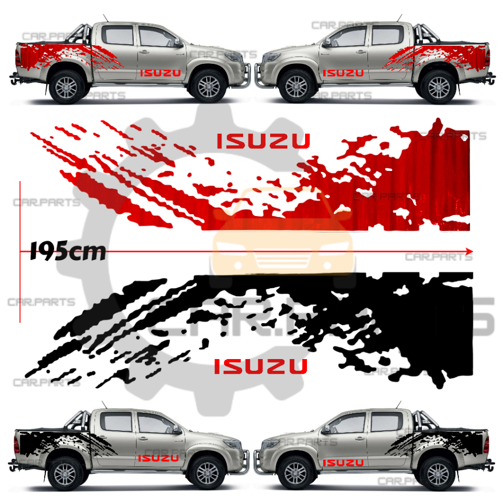 CP 2Pcs ISUZU Car Rear Trunk Side Sticker Truck Decal Vinyl Flame ...