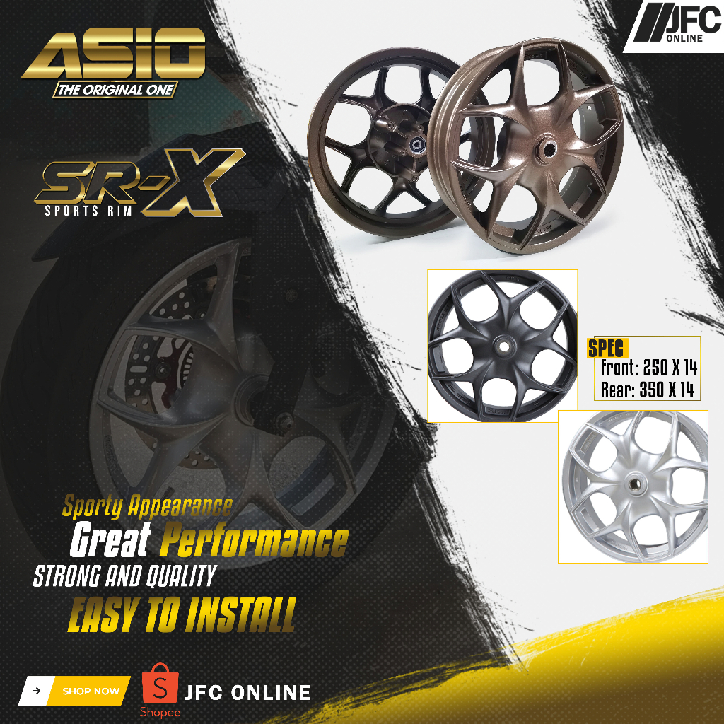 ASIO Mags Wheel Yamaha Aerox V1 V2 Front 3.0 /Rear 3.5 14s Alluminum ...